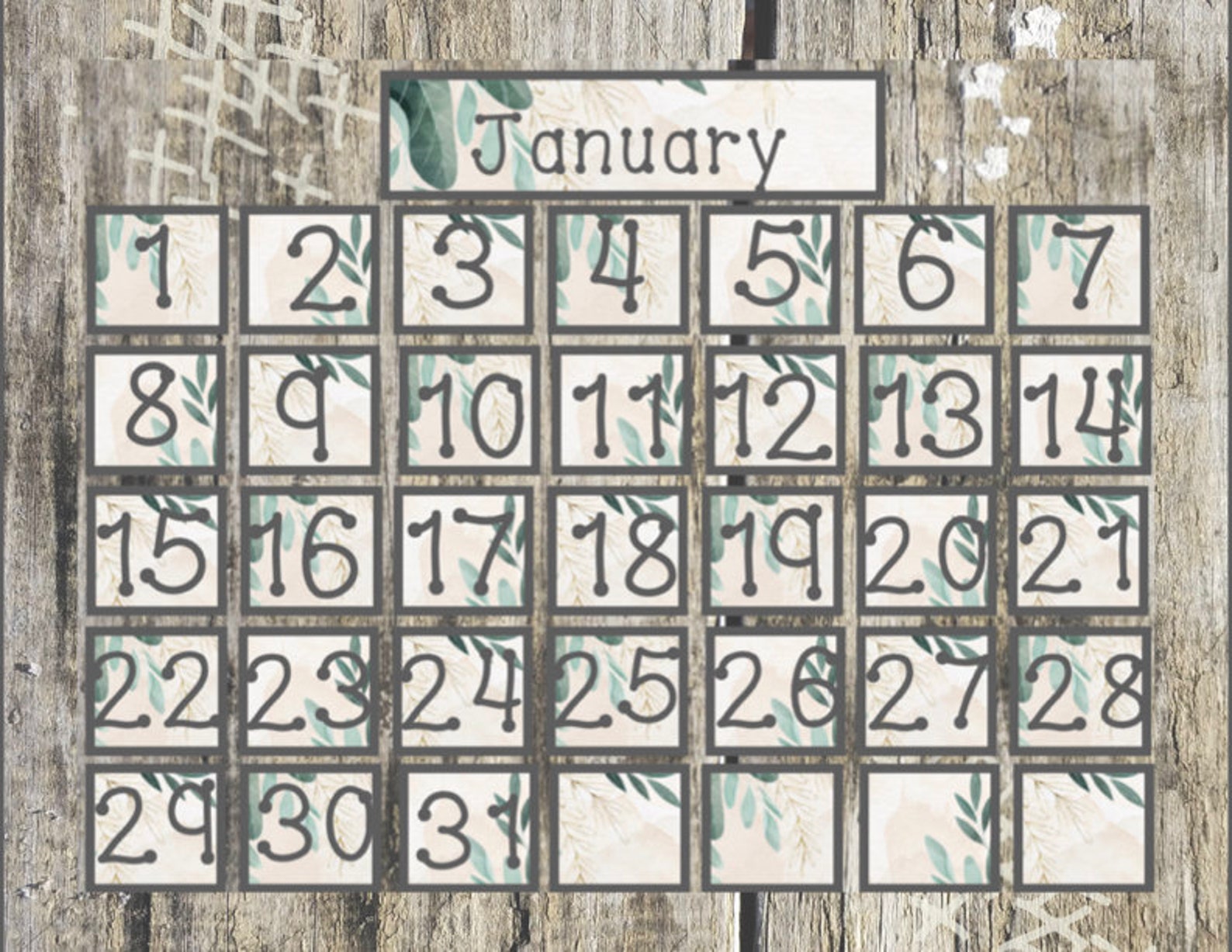 Classroom Calendar and Weather Display Botanical Greenery Printable ...