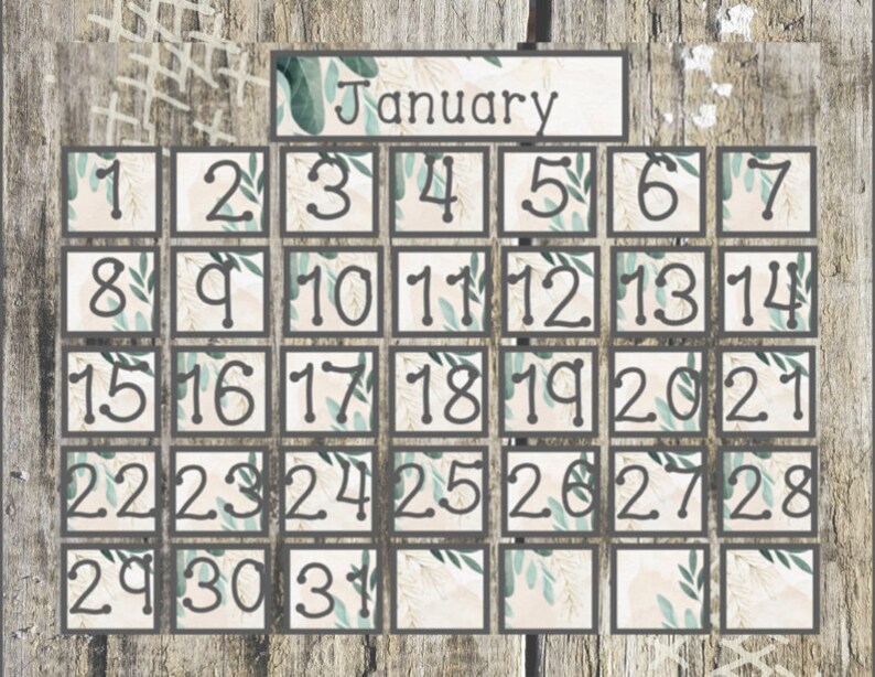Classroom Calendar and Weather Display Botanical Greenery Printable ...