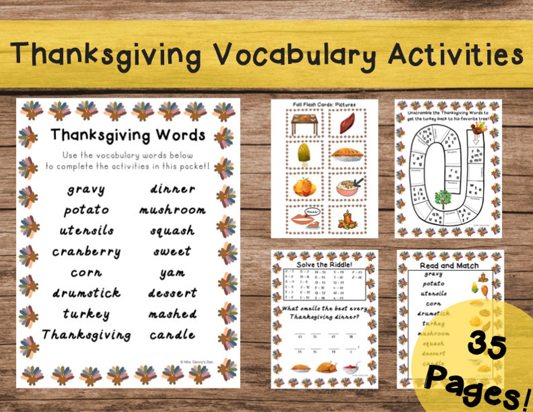 Thanksgiving Vocabulary Word Study Activities for Students | Autumn ...