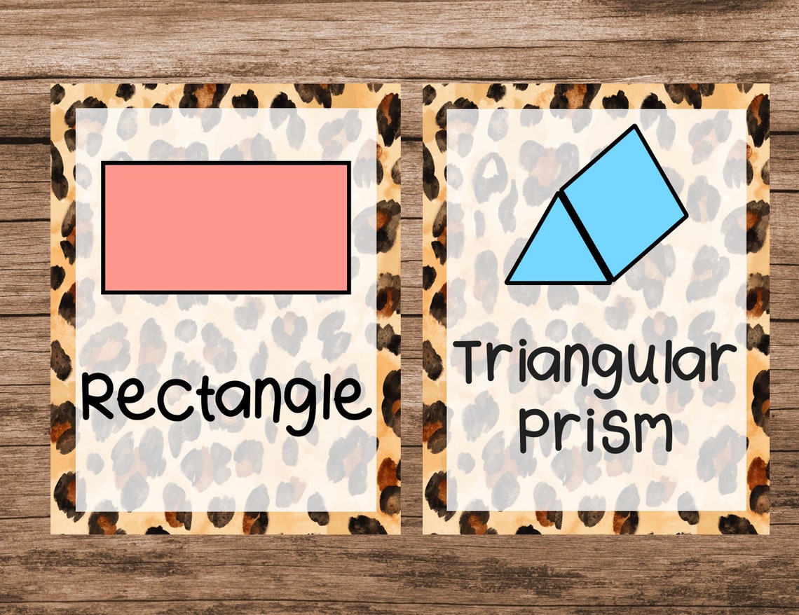 Leopard Print Shapes Posters Printable 2D and 3D Shapes - Etsy