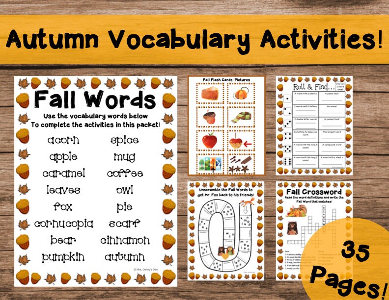 Fall Vocabulary Word Study Activities for Students | Autumn Literacy ...