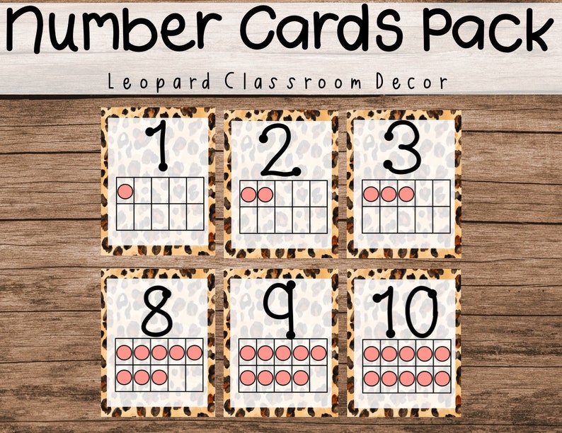 Leopard Print Number Card Posters Printable | Animal Print Decor ...