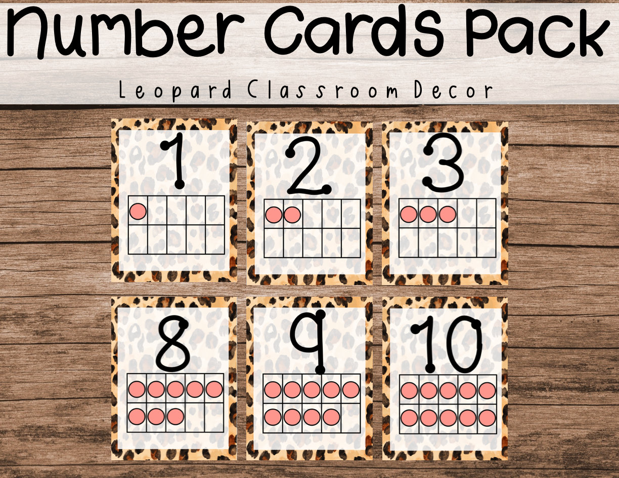 Leopard Print Number Card Posters Printable | Animal Print Decor ...