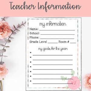 Printable Teacher Information Resource | PDF - Etsy