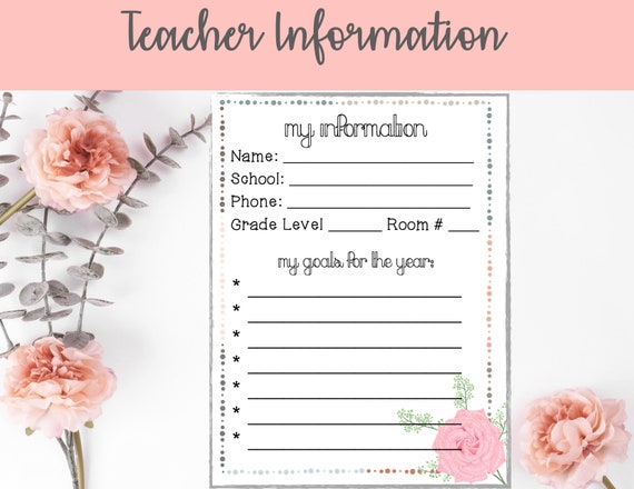 Printable Teacher Information Resource PDF | Etsy