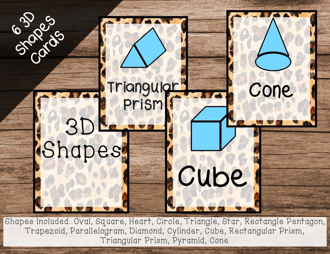 Leopard Print Shapes Posters Printable 2D and 3D Shapes Classroom Wall ...