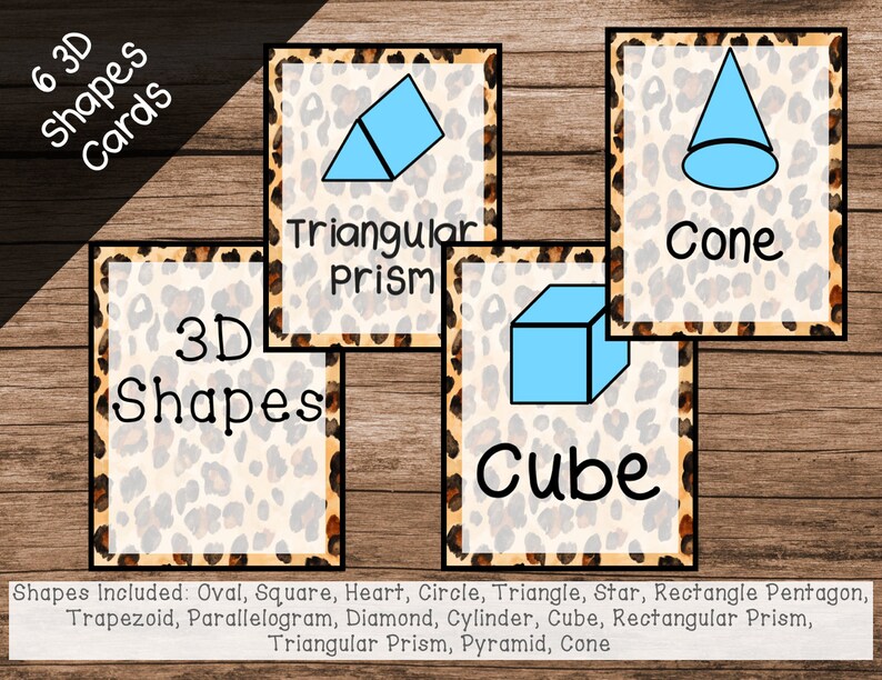 Leopard Print Shapes Posters Printable | 2D and 3D Shapes Classroom ...