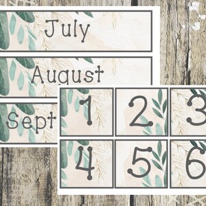 Classroom Calendar and Weather Display Botanical Greenery Printable ...