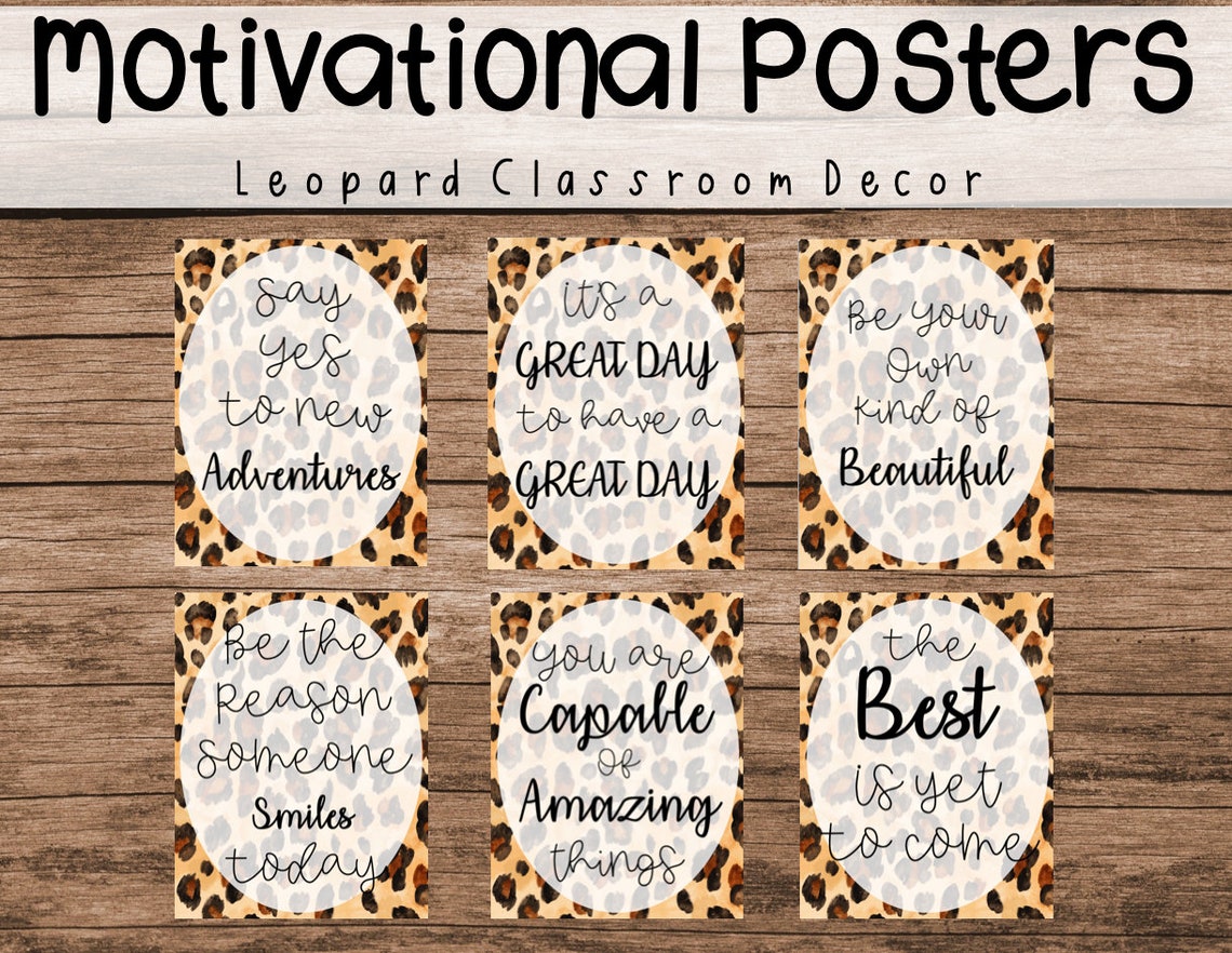 Leopard Print Motivational Posters Animal Print Decor - Etsy