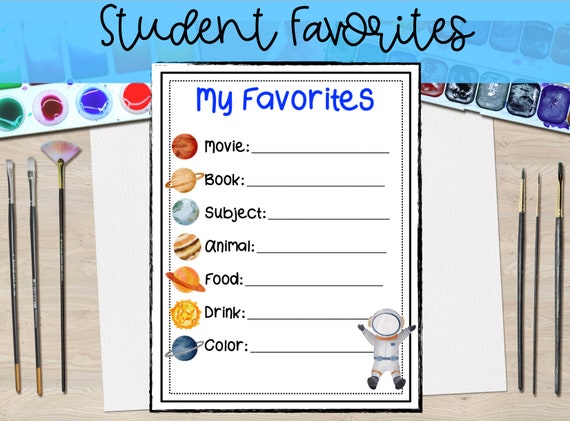 Printable Student Favorites Student Resources Homeschool | Etsy