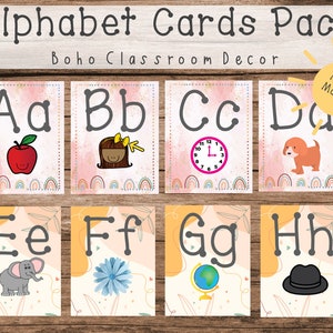 Modern Boho Alphabet Chart for Classroom | Alphabet Poster Wall ...
