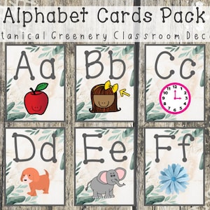 Classroom Alphabet Cards Botanical Greenery | Uppercase and Lowercase ...