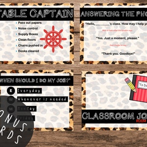 Leopard Print Editable Classroom Jobs Chart Printable | Classroom ...