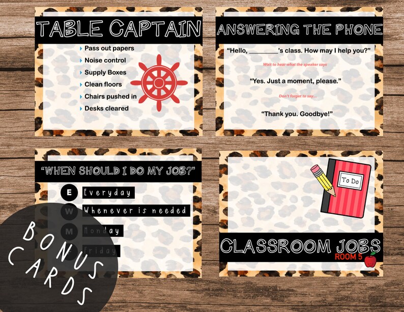 Leopard Print Editable Classroom Jobs Chart Printable | Classroom ...