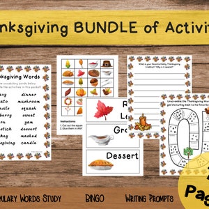 Thanksgiving Bundle of Activities and Games for Students | Writing ...