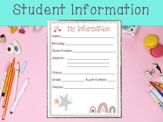 Printable Student Information Student Resources Homeschool - Etsy