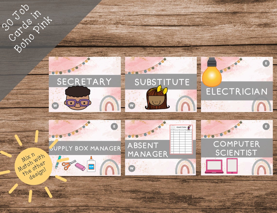 Modern Boho Editable Classroom Job Chart Printable Customizable ...
