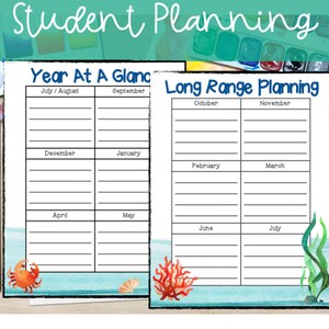 Ocean Printable Student Planning Calendar | Year at a Glance | Teacher ...