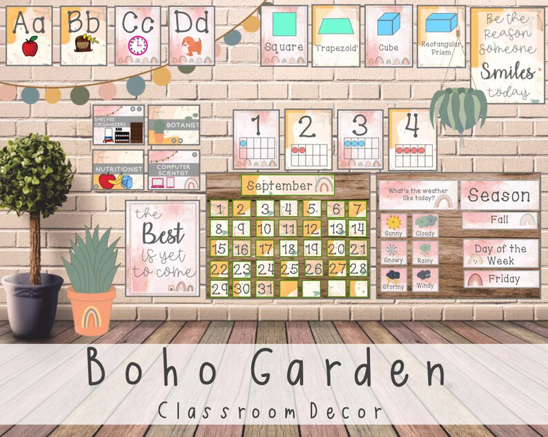 Neutral Boho Bulletin Board Borders Printable | Boho Classroom Decor ...