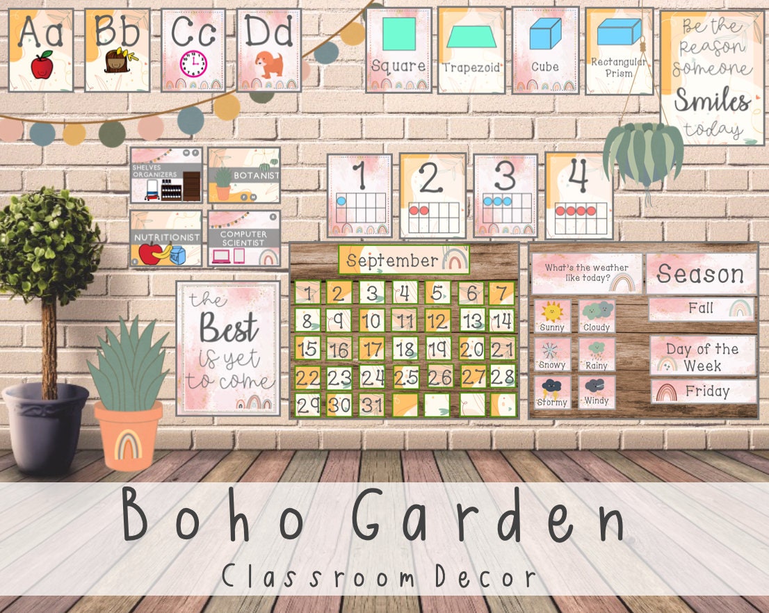 Neutral Boho Bulletin Board Borders Printable | Boho Classroom Decor ...