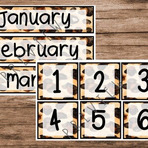 Leopard Print Classroom Calendar and Weather Display Chart Printable ...