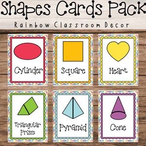 Colorful Rainbow Shapes Posters Printable | 2D and 3D Shapes Classroom ...