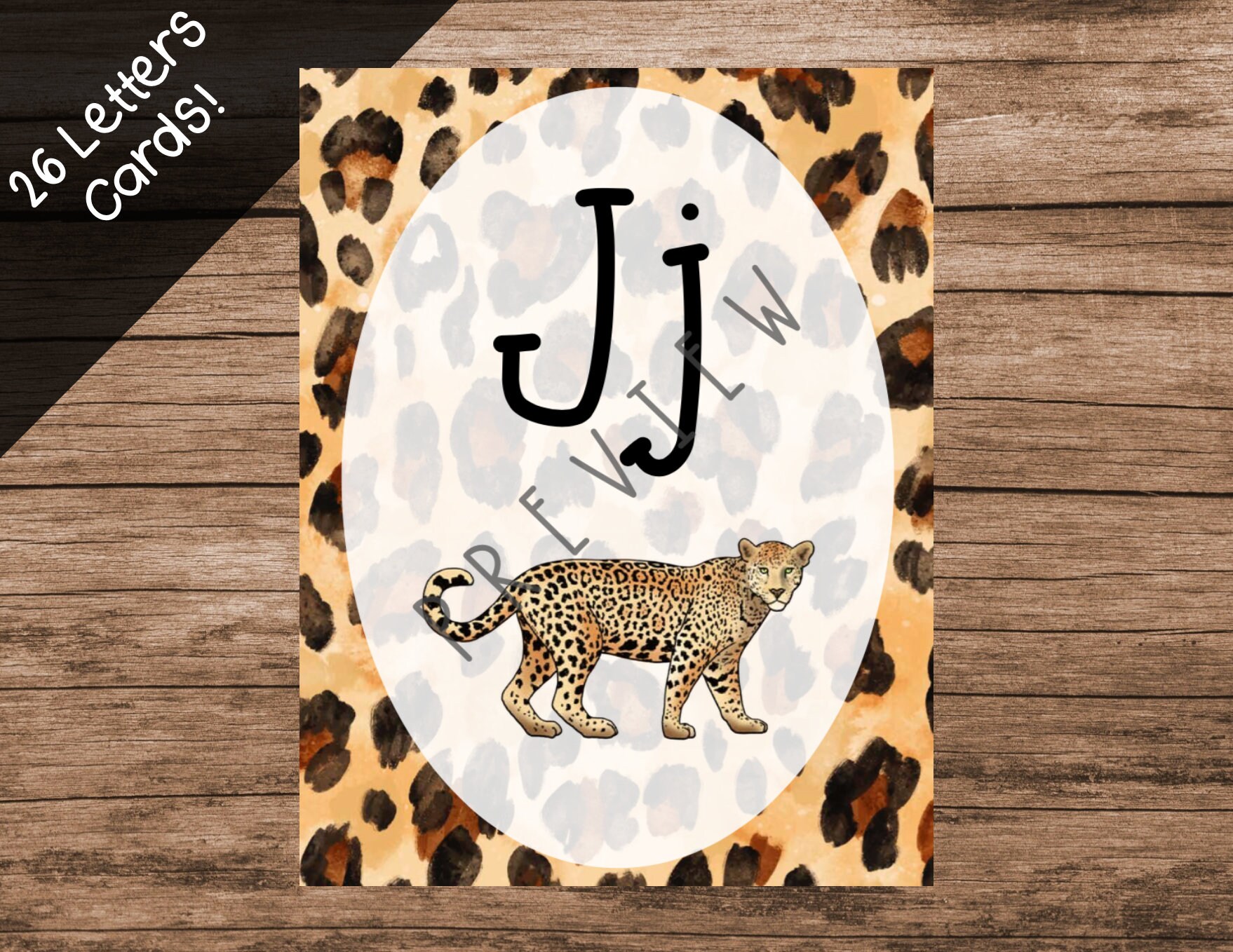 Leopard Print Classroom Alphabet Cards Uppercase and Lowercase Letter ...