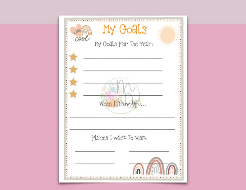 Modern Boho Printable Student Goals | Teacher and Student Resources ...