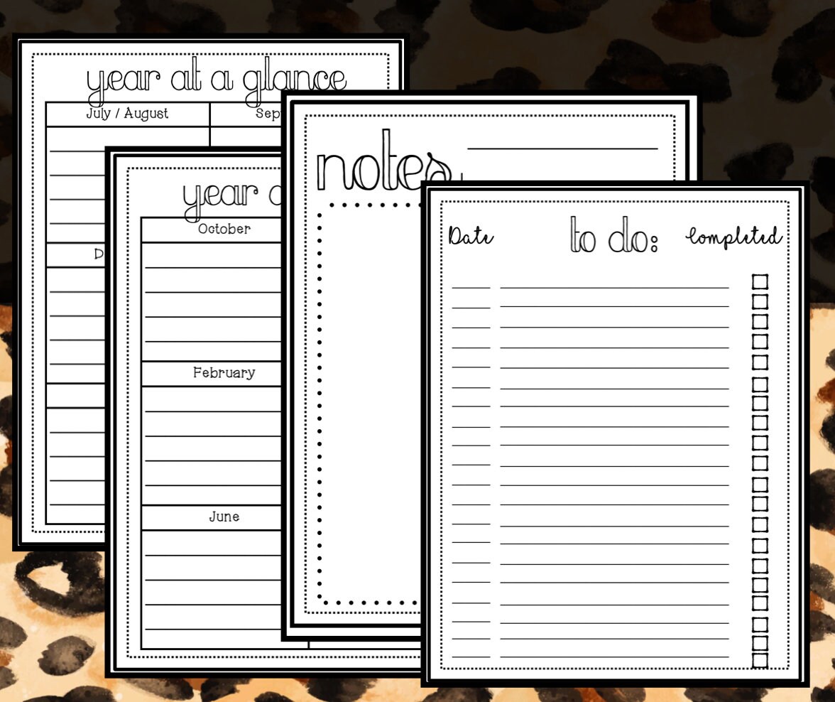 Leopard Print Printable Personal Planning Template Customizable and ...