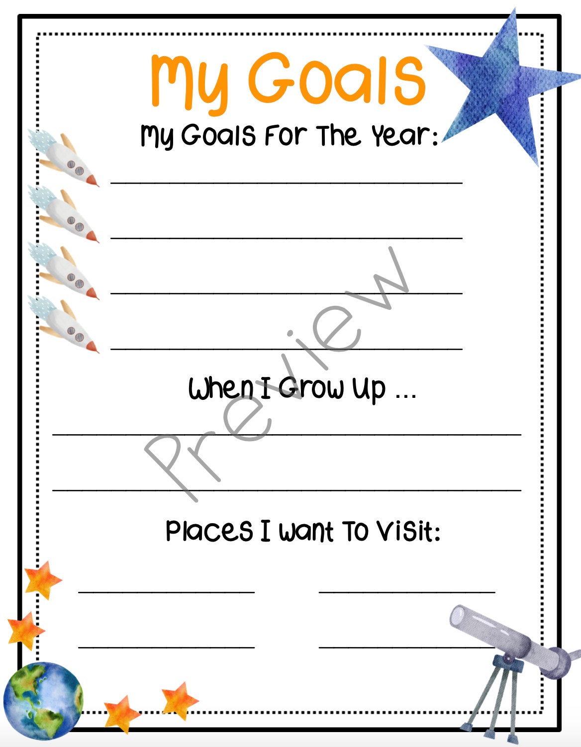 Printable Student Goals | Student Resources | Homeschool Resources - Etsy