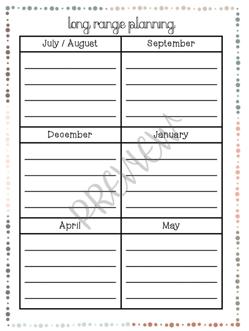 Printable Teacher Planning Resource | Long Range Planning - Etsy