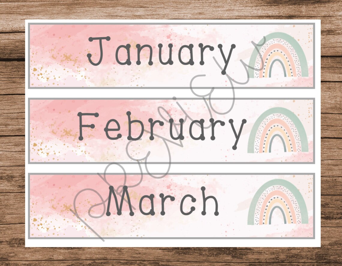 Classroom Calendar Chart Printable Modern Boho Calendar Set - Etsy