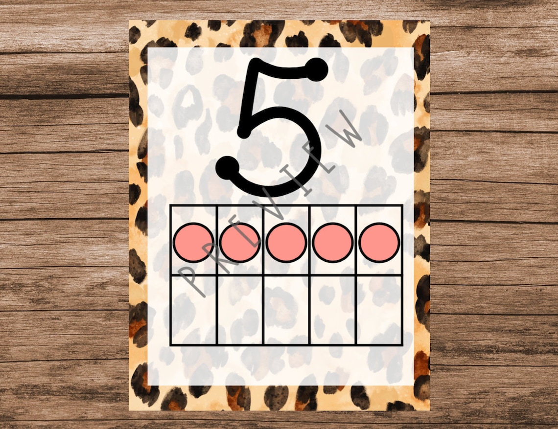Leopard Print Number Card Posters Printable Animal Print - Etsy