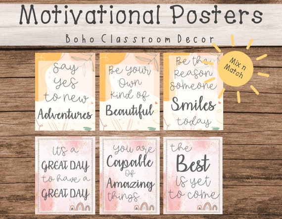 Motivational Classroom Quotes Modern Boho Quote Poster Wall - Etsy