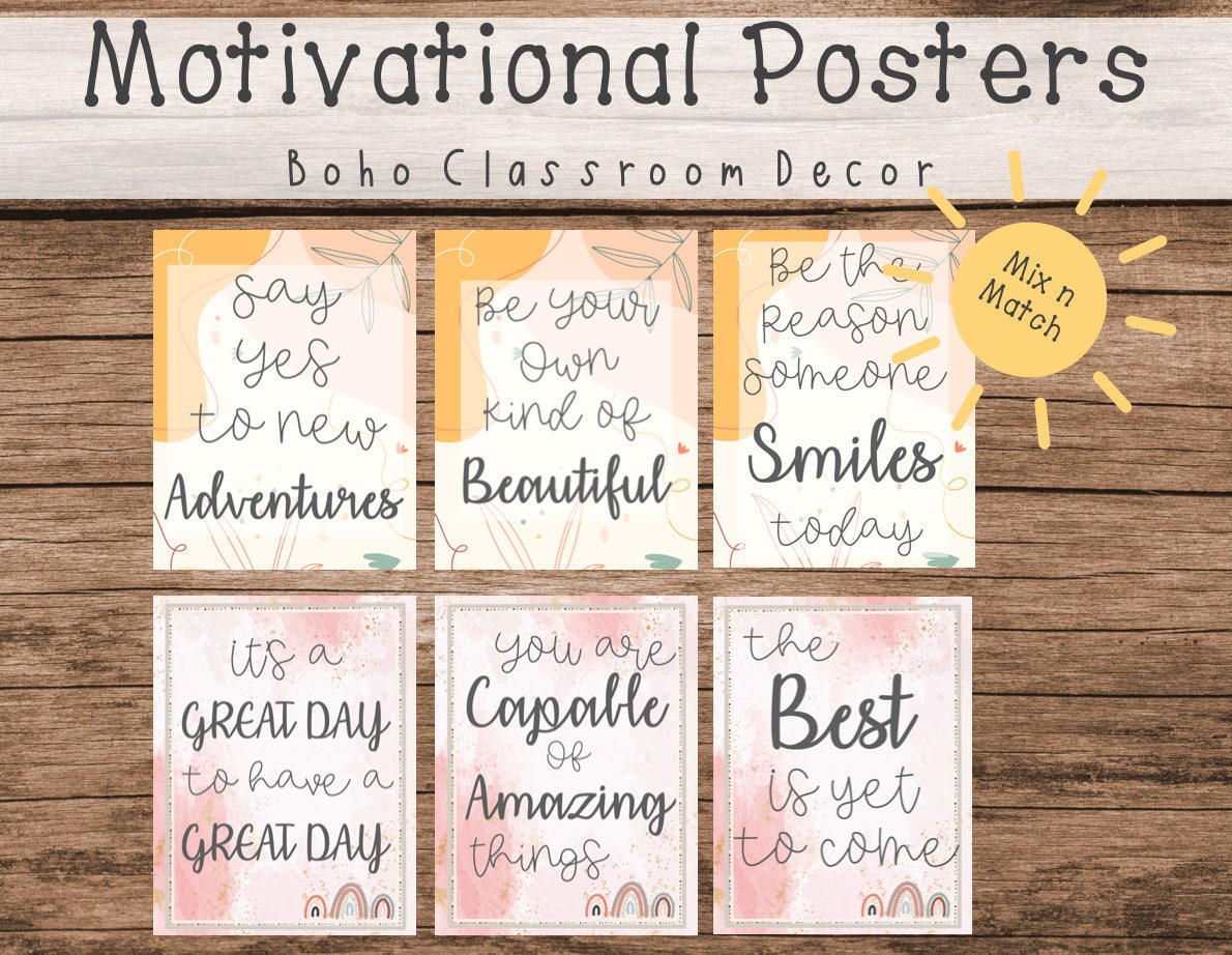 Motivational Classroom Quotes Modern Boho Quote Poster Wall Hangings - Etsy