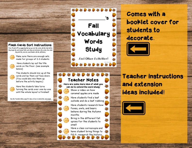 Fall Vocabulary Word Study Activities for Students | Autumn Literacy ...