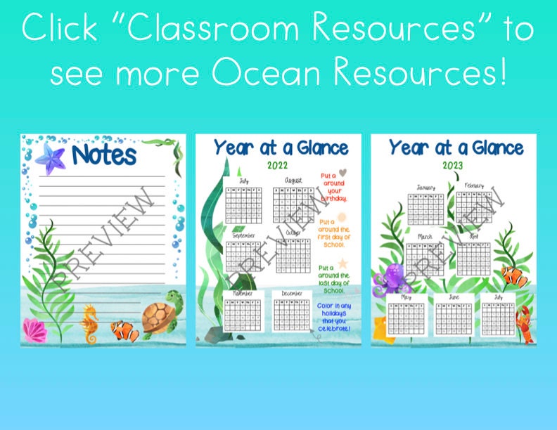 Ocean Printable Student Information Student Resources - Etsy