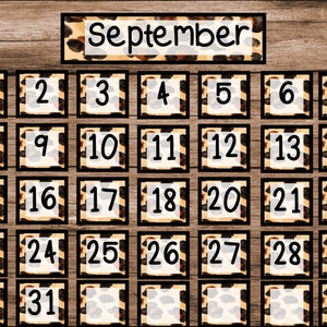 Leopard Print Classroom Calendar and Weather Display Chart Printable ...