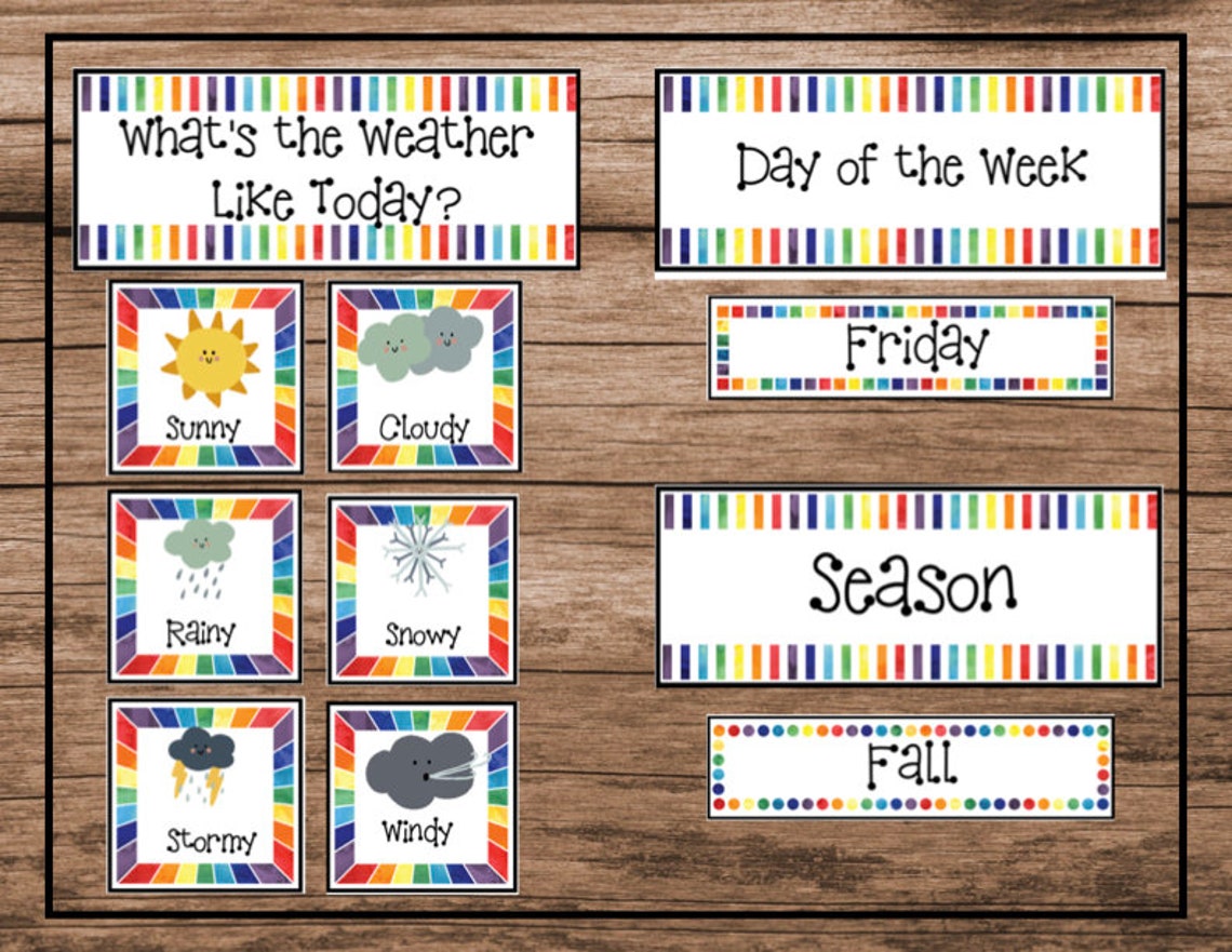 Colorful Rainbow Classroom Calendar and Weather Display Set - Etsy