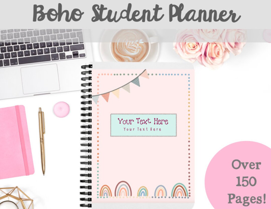 Modern Boho Student Planner Customizable With Editable Front Cover ...