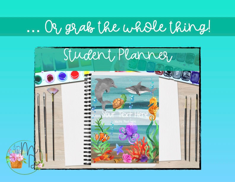 Ocean Printable Student Planning Calendar Year at a Glance - Etsy