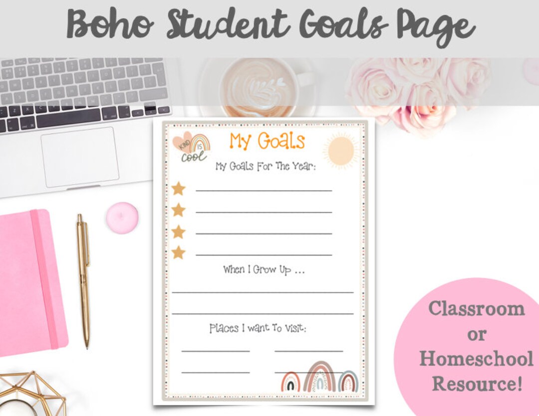 Modern Boho Printable Student Goals | Teacher and Student Resources ...