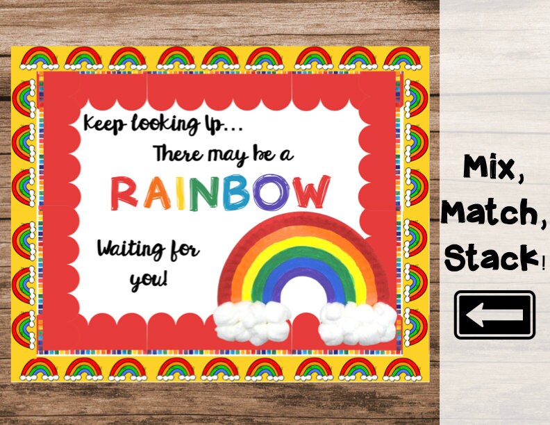 Rainbow Bulletin Board Borders Printable Bright Rainbow Classroom Decor ...