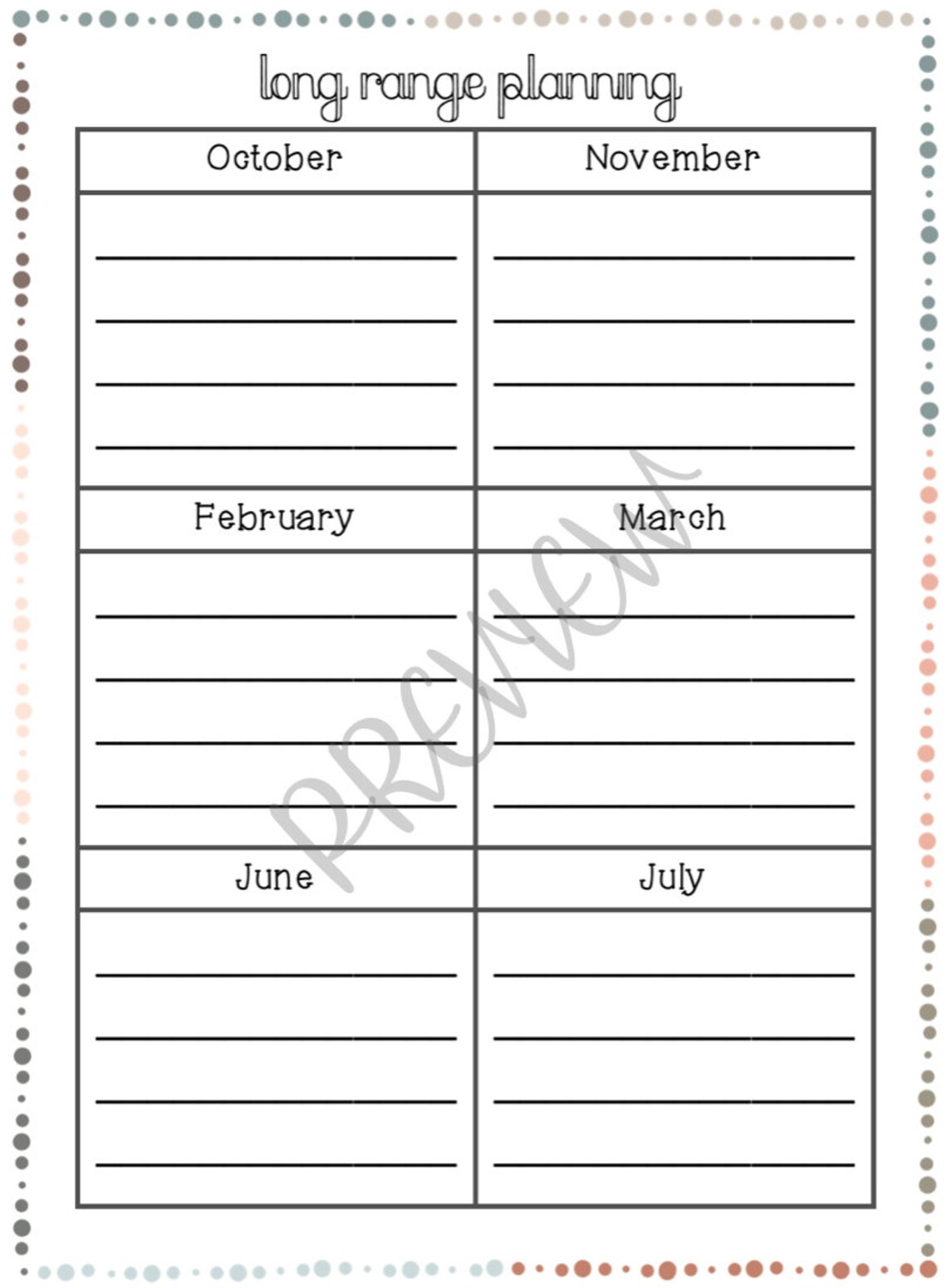 Printable Teacher Planning Resource | Long Range Planning - Etsy