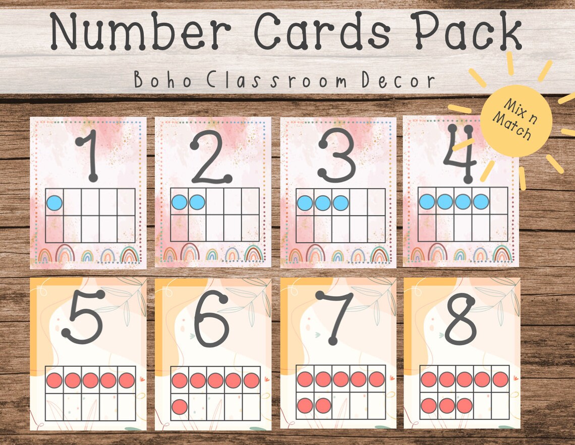 Modern Boho Classroom Number Posters Numbers 1-10 Wall Hangings - Etsy