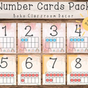 Modern Boho Classroom Number Posters | Numbers 1-10 Wall Hangings - Etsy