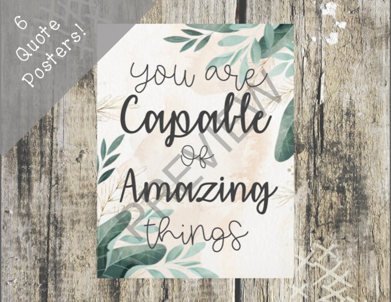 Botanical Greenery Motivational Classroom Quotes Posters Printable ...