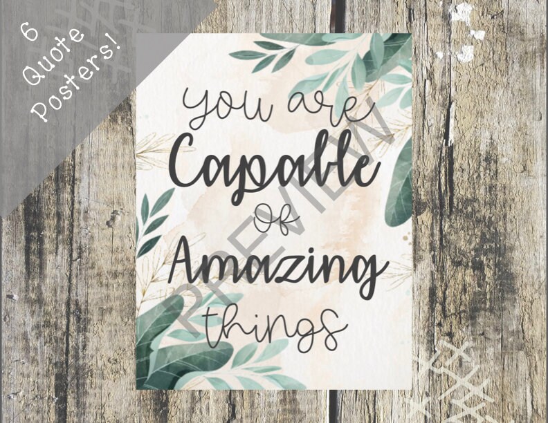 Botanical Greenery Motivational Classroom Quotes Posters Printable ...
