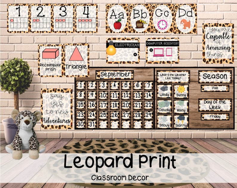 Leopard Print Bulletin Board Borders Printable Cute Animal - Etsy