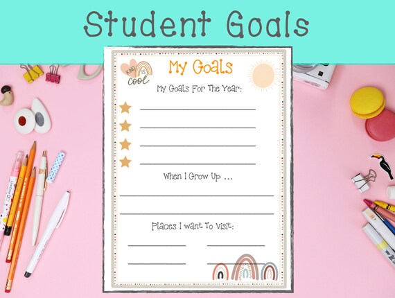 Modern Boho Printable Student Goals Teacher and Student - Etsy